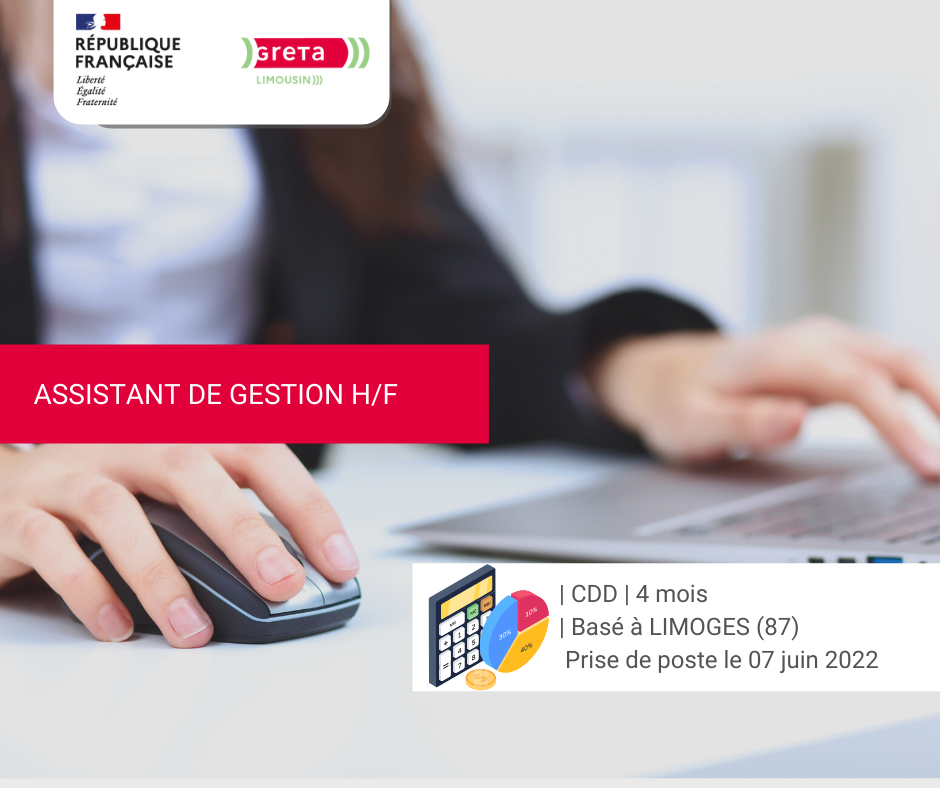 Offre Demploi Assistant De Gestion H F Greta Du Limousin