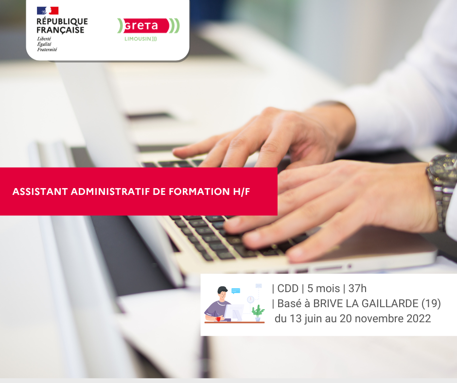 Offre d'emploi : Assistant administratif de formation H/F - GRETA du Limousin