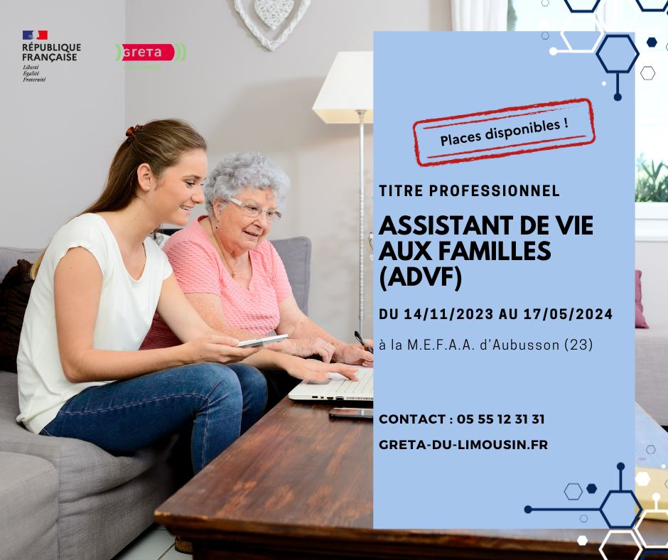 [Il reste des places] TITRE PROFESSIONNEL Assistant De Vie aux Familles ...