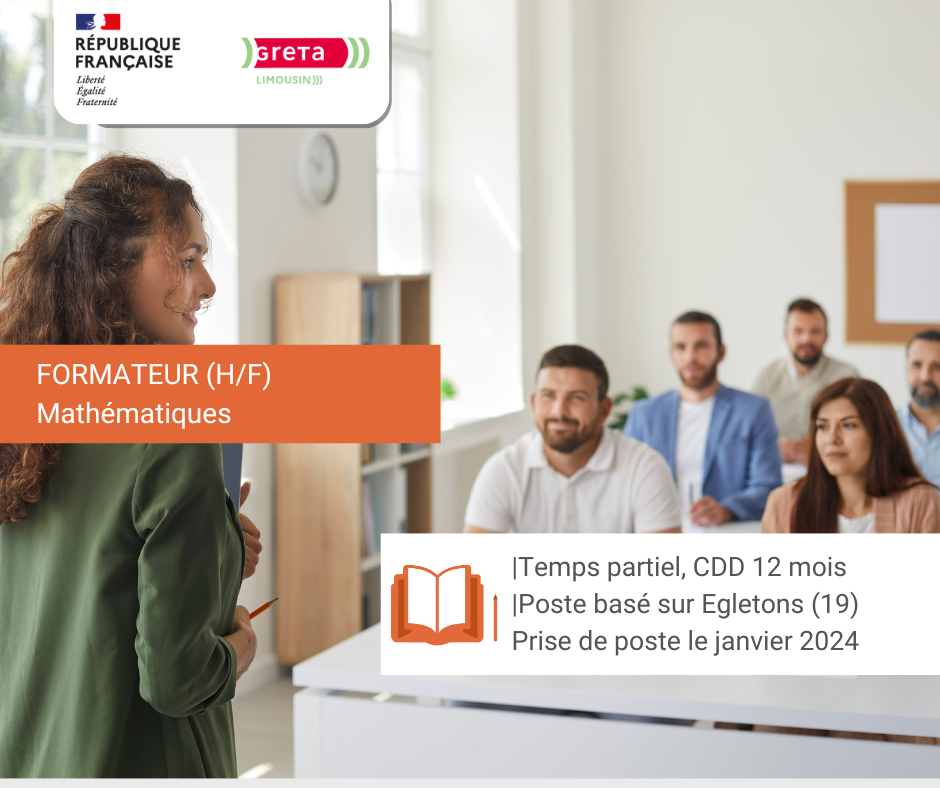 [Offre D'emploi] Formateur en Mathématiques H/F - GRETA du Limousin