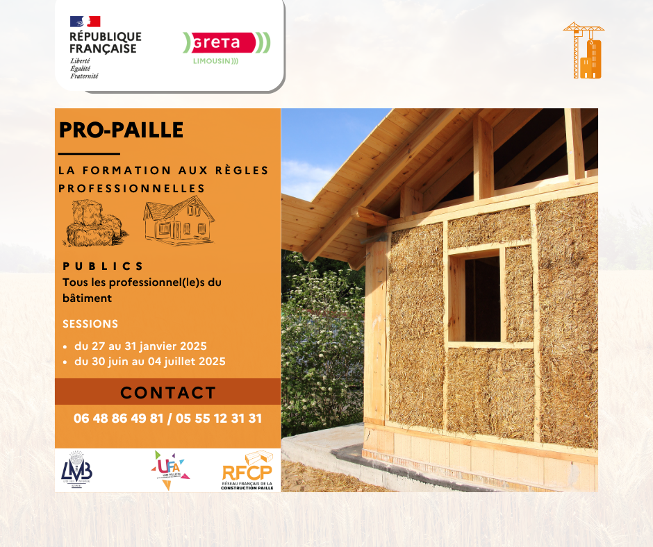 Formation Pro-Paille : Maîtrisez la construction durable à Felletin - GRETA du Limousin